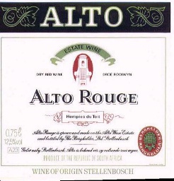 2003 Alto Estate Rouge, South Africa, Coastal Region, Stellenbosch ...