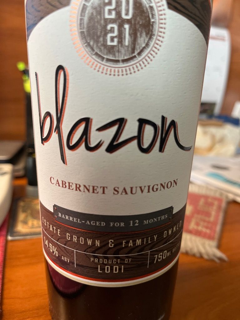 2021 Blazon Cabernet Sauvignon, USA, California, Central Valley, Lodi ...