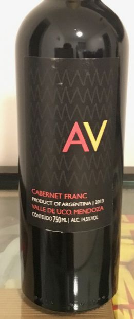 2013 AV Wines Cabernet Franc, Argentina, Mendoza, Valle de Uco ...