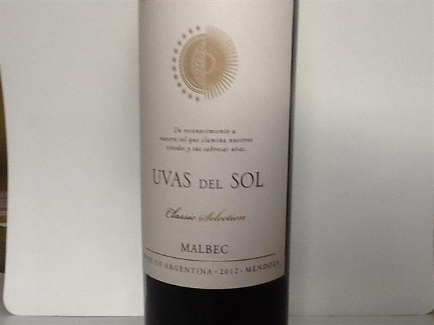 2012 Uvas Del Sol Malbec Classic Selection, Argentina, Mendoza ...