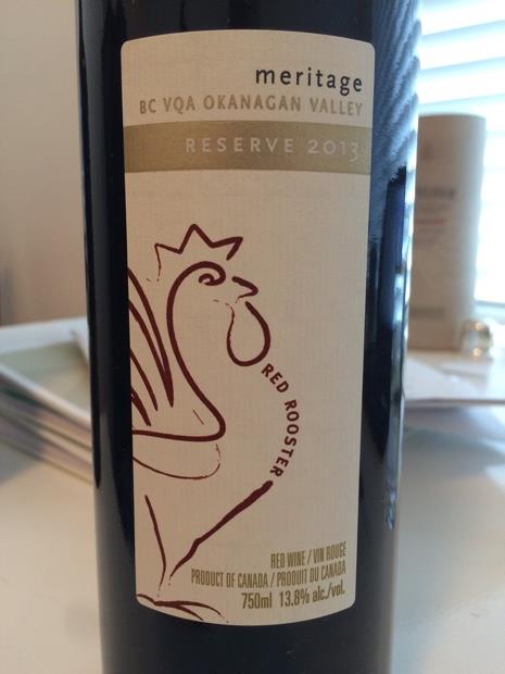 2013 Red Rooster Winery Meritage Reserve, Canada, British Columbia ...
