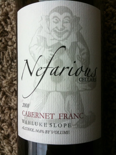2007 Nefarious Cellars Cabernet Franc, USA, Washington, Columbia Valley ...
