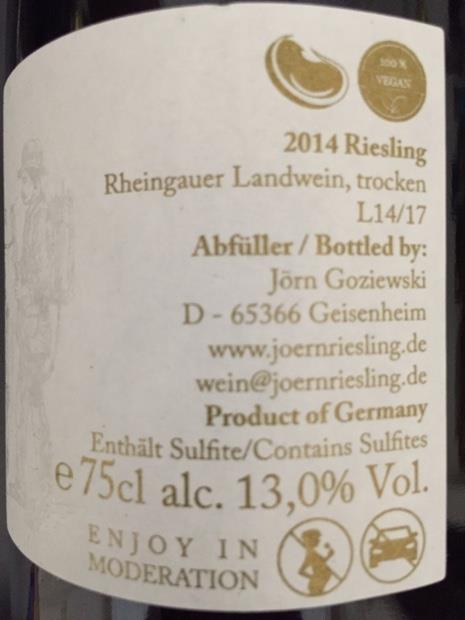 2013 Joern Wein Winkeler Hasensprung Riesling stückfass, Germany ...