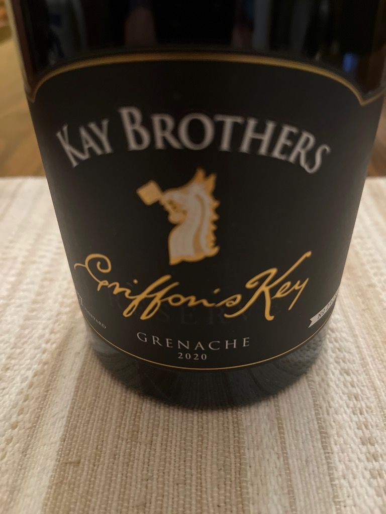 2022 Kay Brothers Griffon's Key Reserve Grenache Amery Vineyards ...