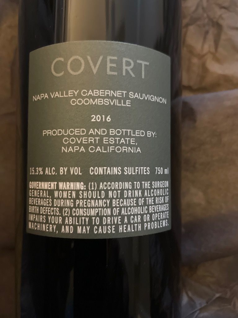 2016 Covert Estate Cabernet Sauvignon, USA, California, Napa Valley ...