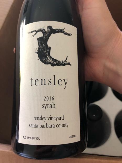 2016 Tensley Syrah Tensley Vineyard, USA, California, Central Coast ...
