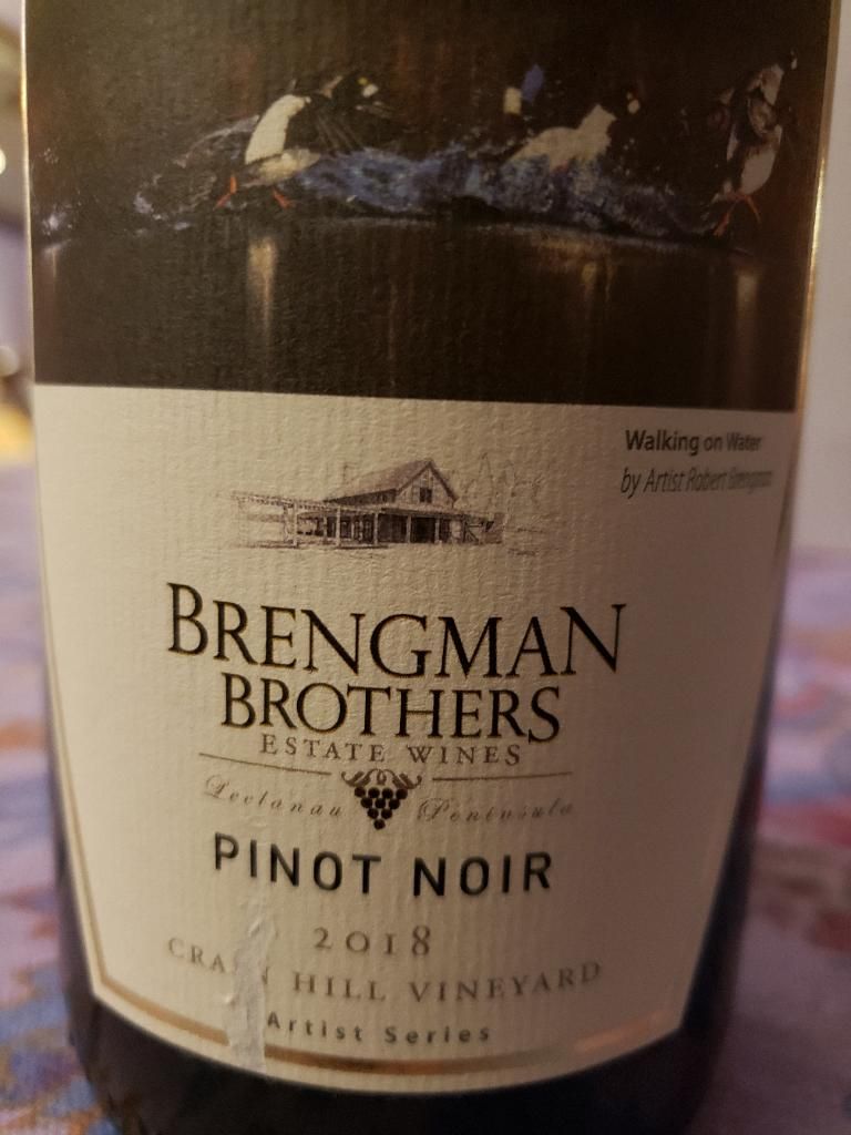 2018 Brengman Brothers Pinot Noir Artist Series Crain Hill Vineyards ...