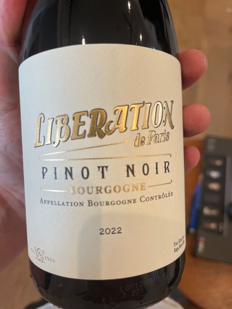 2022 Liberation Winery Pinot Noir Liberation de Paris, France, Vin de ...