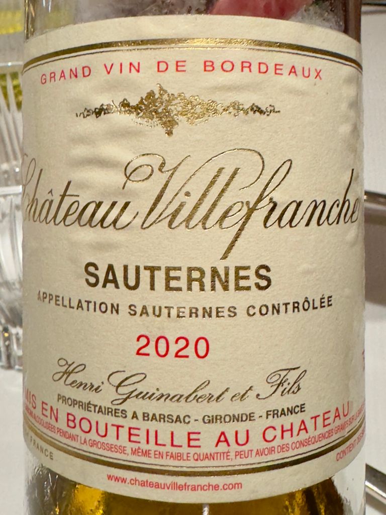 2020 Château Villefranche Sauternes, France, Bordeaux, Sauternais ...