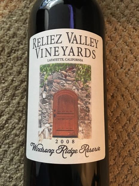 2010 Reliez Valley Vineyards Cabernet Sauvignon Estate Reserve Windsong ...
