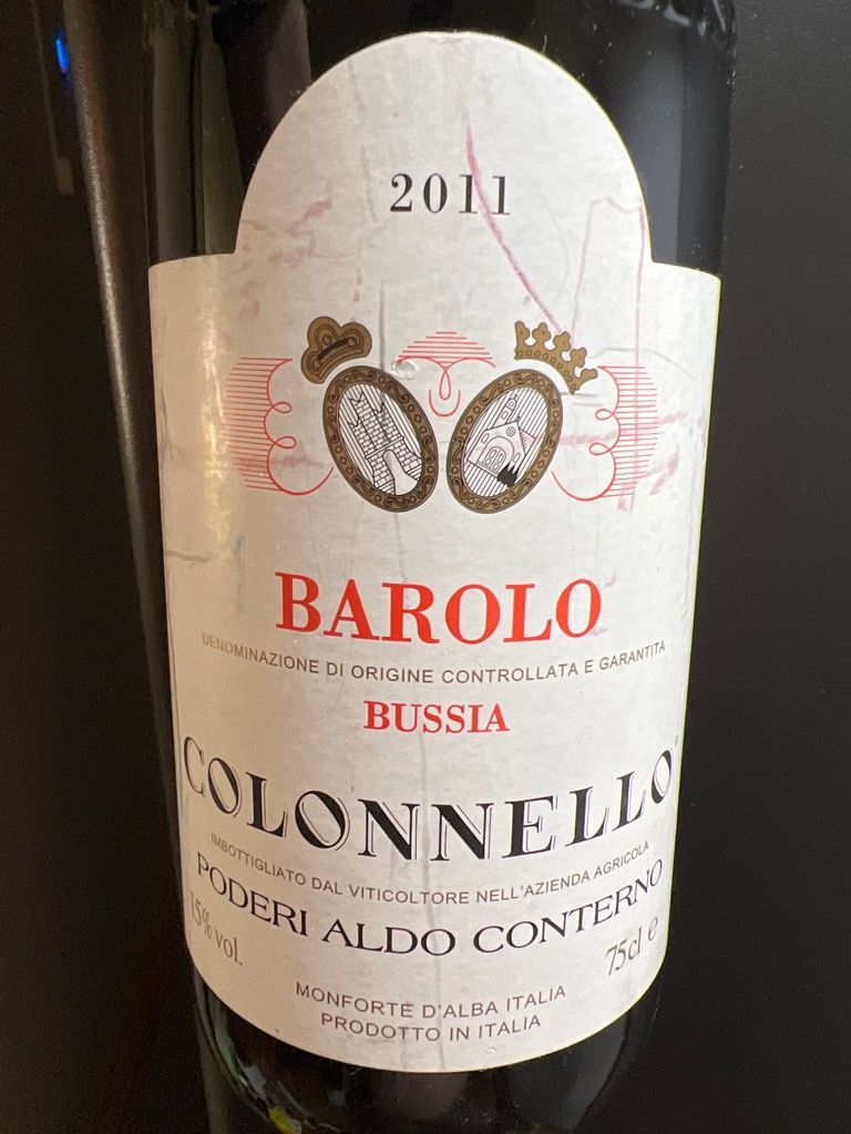 2011 Poderi Aldo Conterno Barolo Colonnello, Italy, Piedmont, Langhe ...