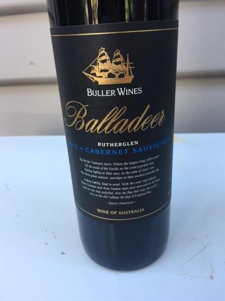 2015 Buller Cabernet Sauvignon Balladeer, Australia, Victoria, North ...