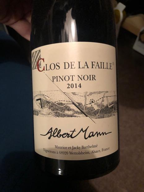 2014 Albert Mann Pinot Noir Clos de la Faille, France, Alsace ...