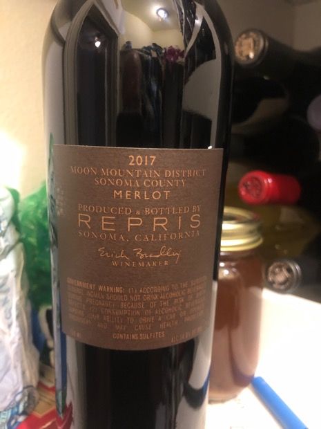 2017 Repris Merlot Moon Mountain Vineyard, USA, California, Sonoma ...