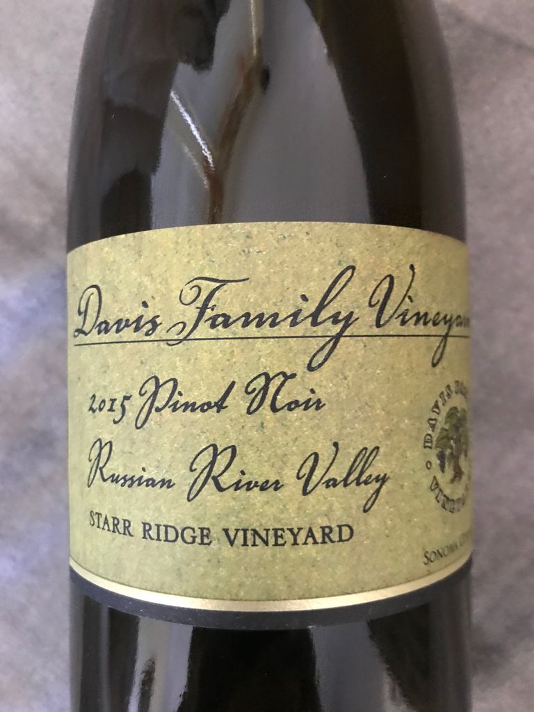 2015 Davis Family Vineyards Pinot Noir Starr Ridge Russian River Valley ...
