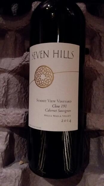 2014 Seven Hills Winery Cabernet Sauvignon clone 191 Summit View Vineyard Walla Walla Valley ...