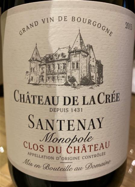 2015 Château de la Crée Santenay Clos du Château, France, Burgundy ...