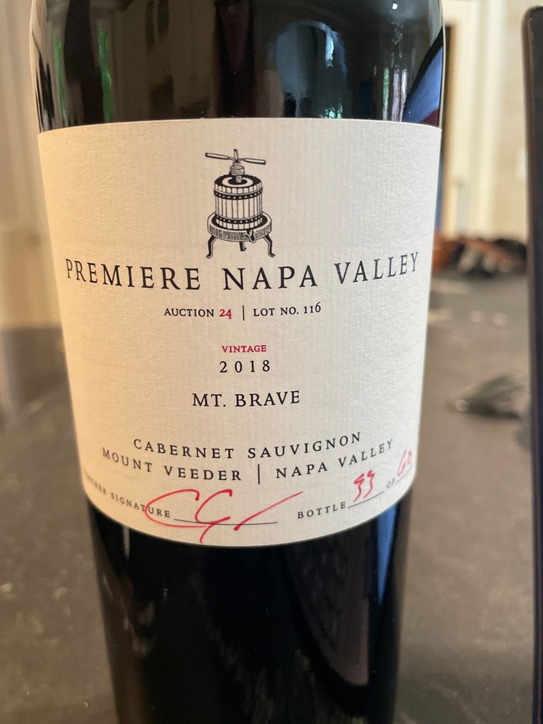 2018 Mt. Brave Cabernet Sauvignon Premiere Napa Valley, USA, California ...
