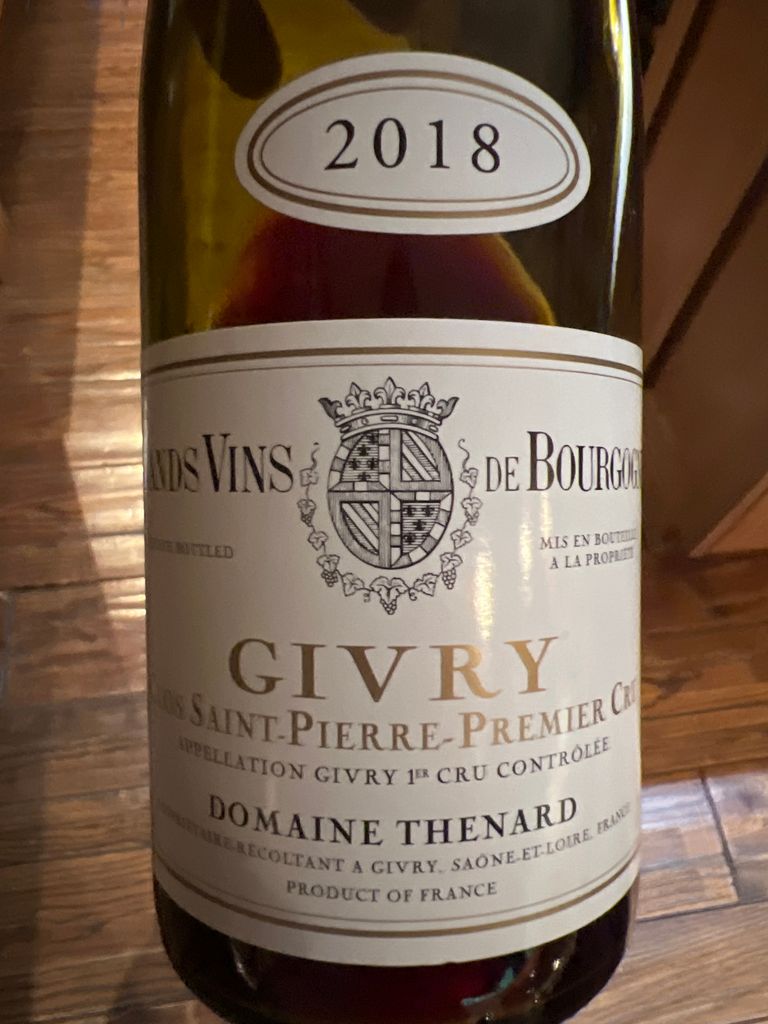 2018 Domaine Thenard Givry 1er Cru Clos St Pierre, France, Burgundy ...