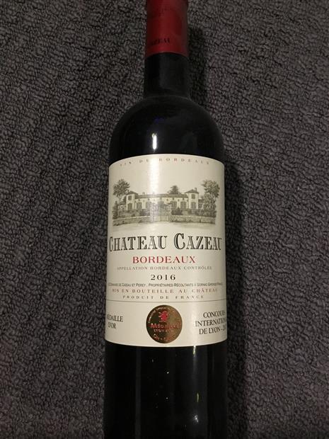 2016 Château Cazeau, France, Bordeaux - CellarTracker