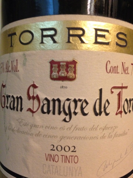 1994 Torres Catalunya Gran Sangre de Toro Reserva, Spain, Catalunya ...