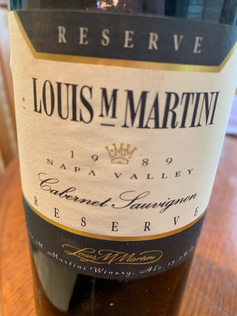1989 Louis M. Martini Cabernet Sauvignon Napa Valley Reserve, USA ...