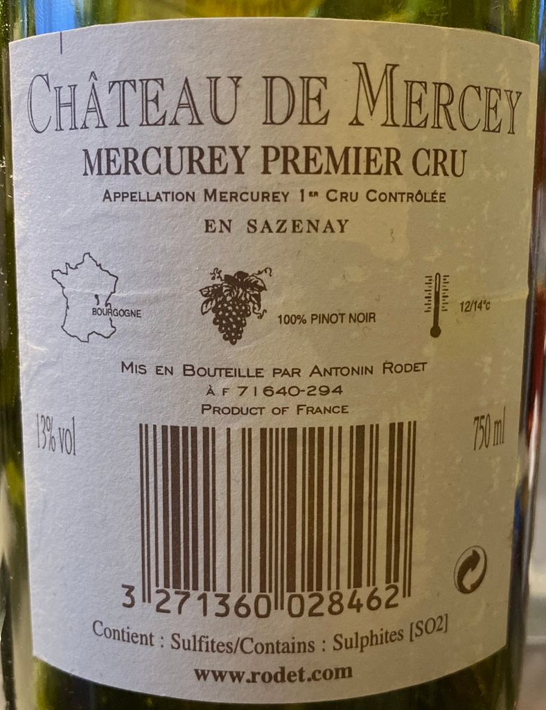 2006 Antonin Rodet Mercurey 1er Cru En Sazenay Château de Mercey ...