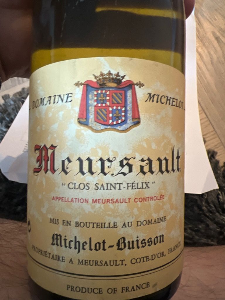 1991 Domaine Michelot Meursault Clos Saint-Félix, France, Burgundy ...