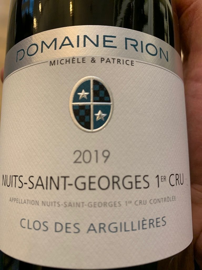 2020 Domaine Rion Nuits St. Georges 1er Cru Clos des Argillières ...