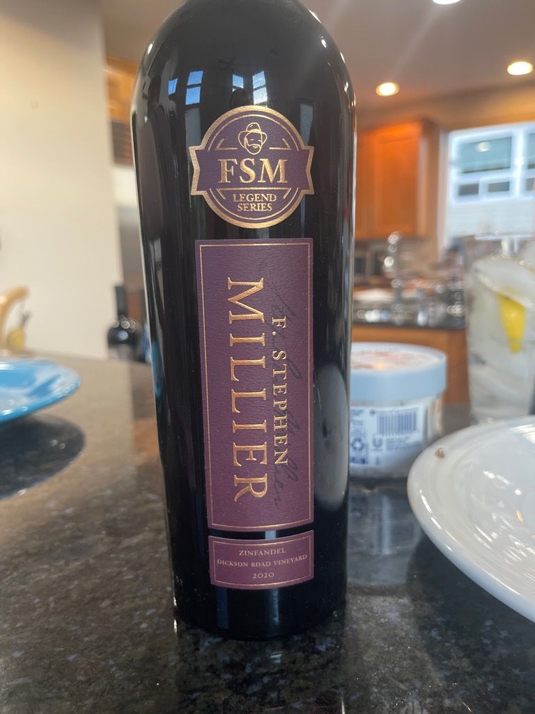 2020 F. Stephen Millier Zinfandel FSM Legend Series Dickson Road ...