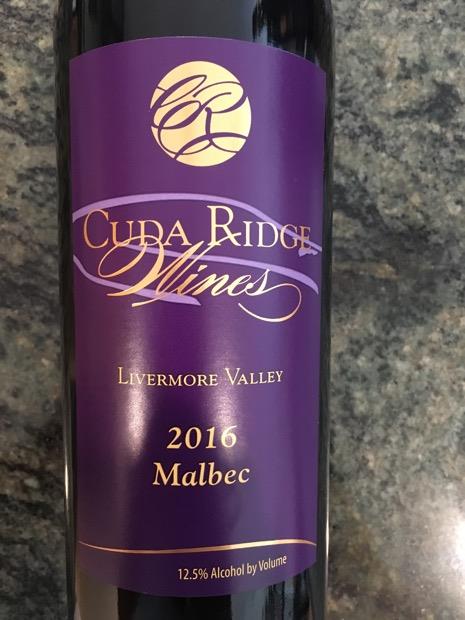 2016 Cuda Ridge Wines Malbec, USA, California, San Francisco Bay ...