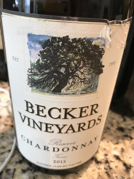 2019 Becker Vineyards Chardonnay Reserve, USA, Texas, Texas Hill ...