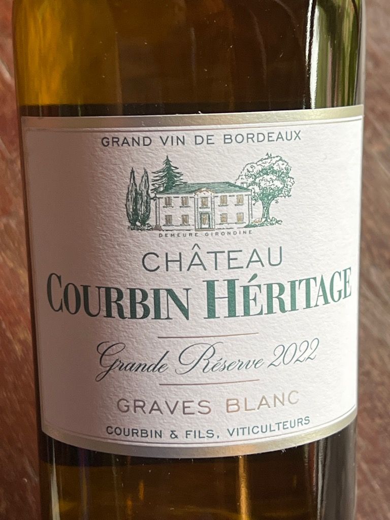 2022 Château Courbin Heritage Grande Reserve Blanc, France, Bordeaux ...