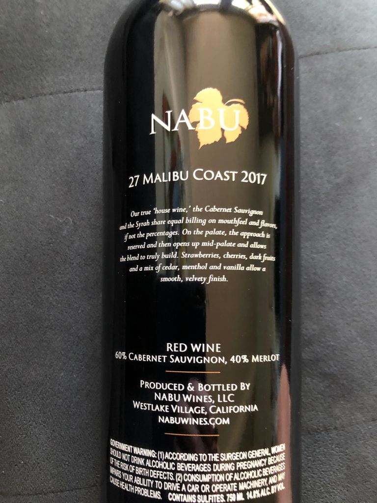 2020 NaBu 27, USA, California, South Coast, Malibu - CellarTracker