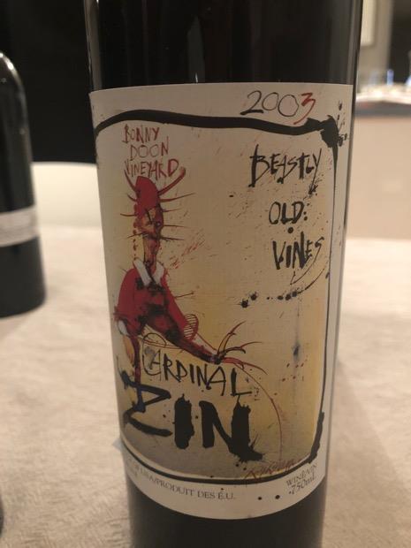 2003 Bonny Doon Vineyard Zinfandel Cardinal Zin, USA, California ...