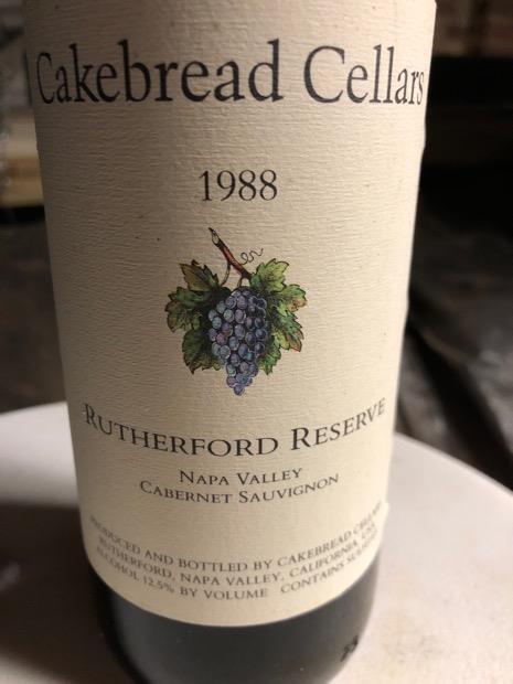 1988 Cakebread Cellars Cabernet Sauvignon Reserve Rutherford, USA ...