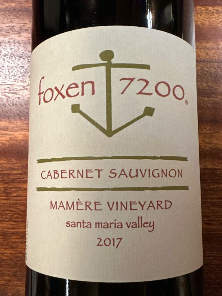 2020 Foxen Cabernet Sauvignon 7200 Mamère, USA, California, Central ...
