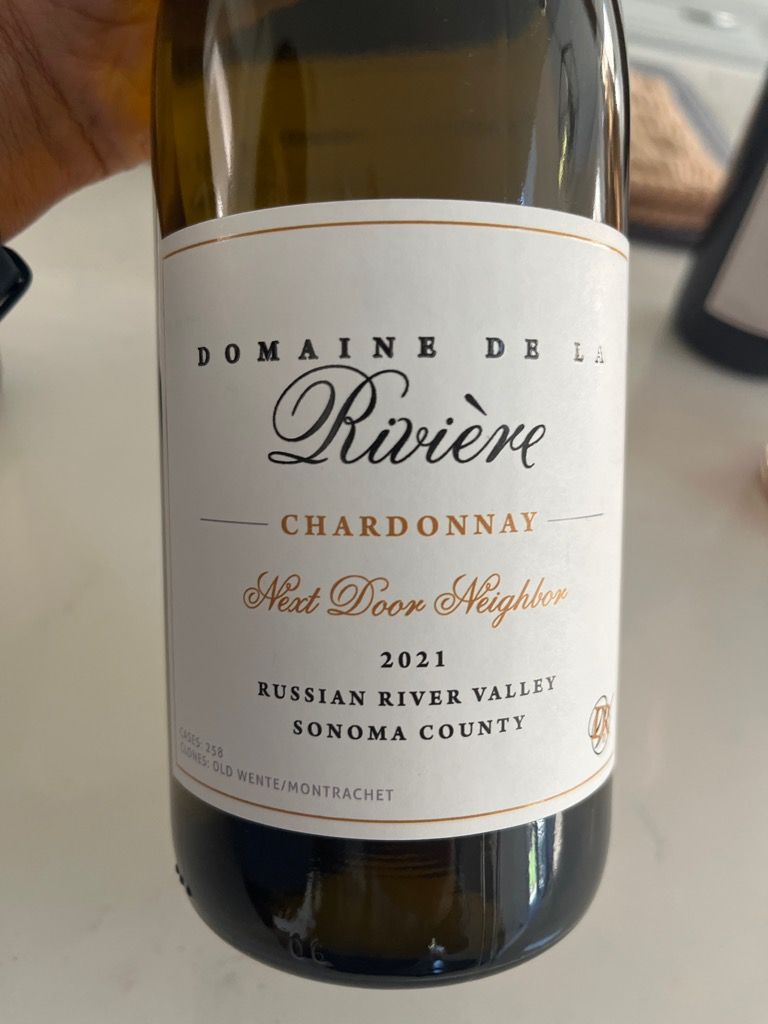 2022 Domaine de la Rivière Chardonnay Next Door Neighbor, USA ...