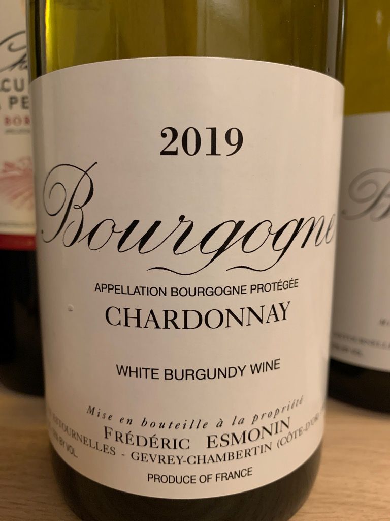 2019 Frederic Esmonin Bourgogne Blanc, France, Burgundy, Bourgogne ...