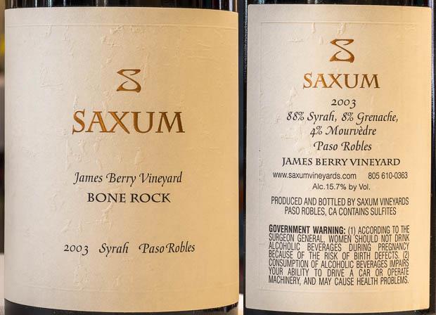 2003 Saxum Bone Rock James Berry Vineyard, USA, California, Central ...