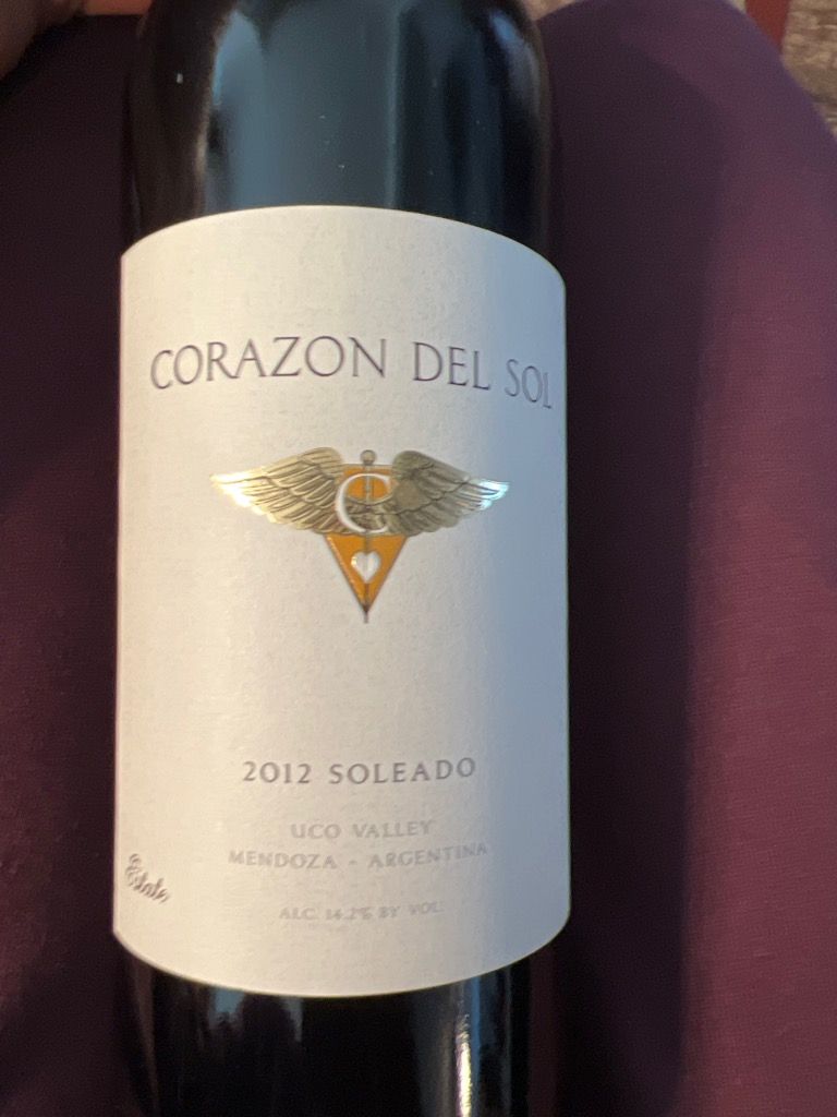 2012 Corazon del Sol, Argentina, Mendoza, Valle de Uco - CellarTracker