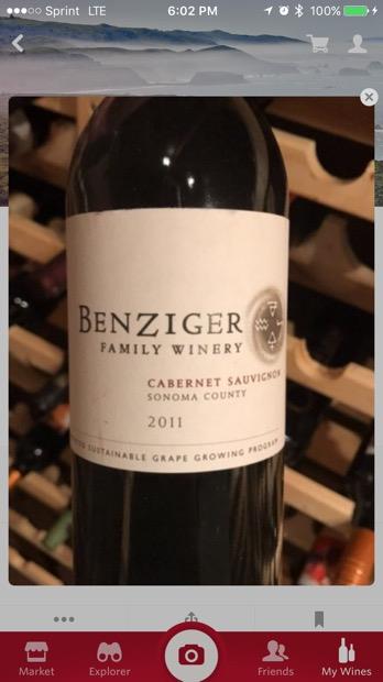 2011 Benziger Family Winery Cabernet Sauvignon Appellation Series ...