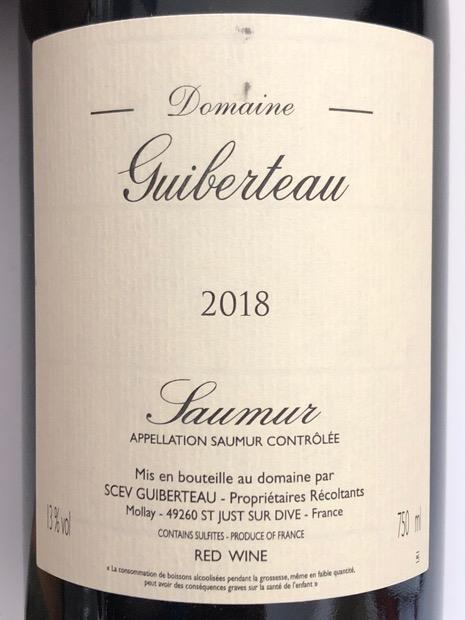 2018 Domaine Guiberteau Saumur Rouge, France, Loire Valley, Anjou ...