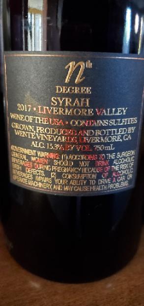 2018 Wente Vineyards Syrah Karl Wente Nth Degree, USA, California, San ...
