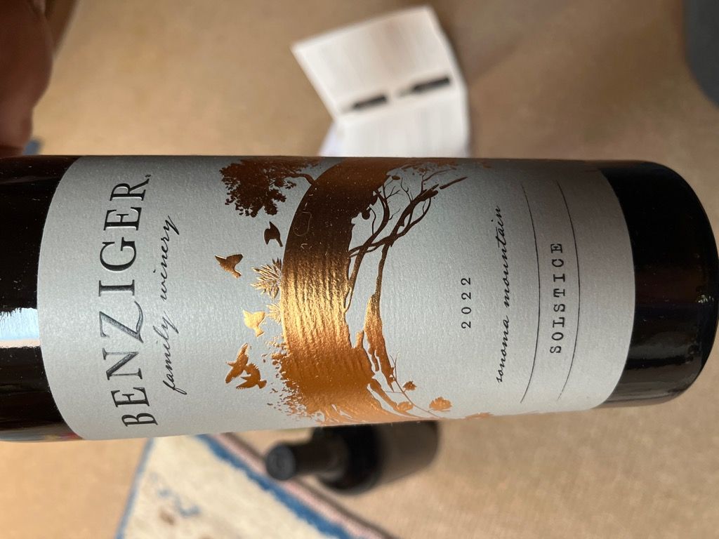 2022 Benziger Family Winery Solstice Blend Estate Sonoma Mountain, USA ...