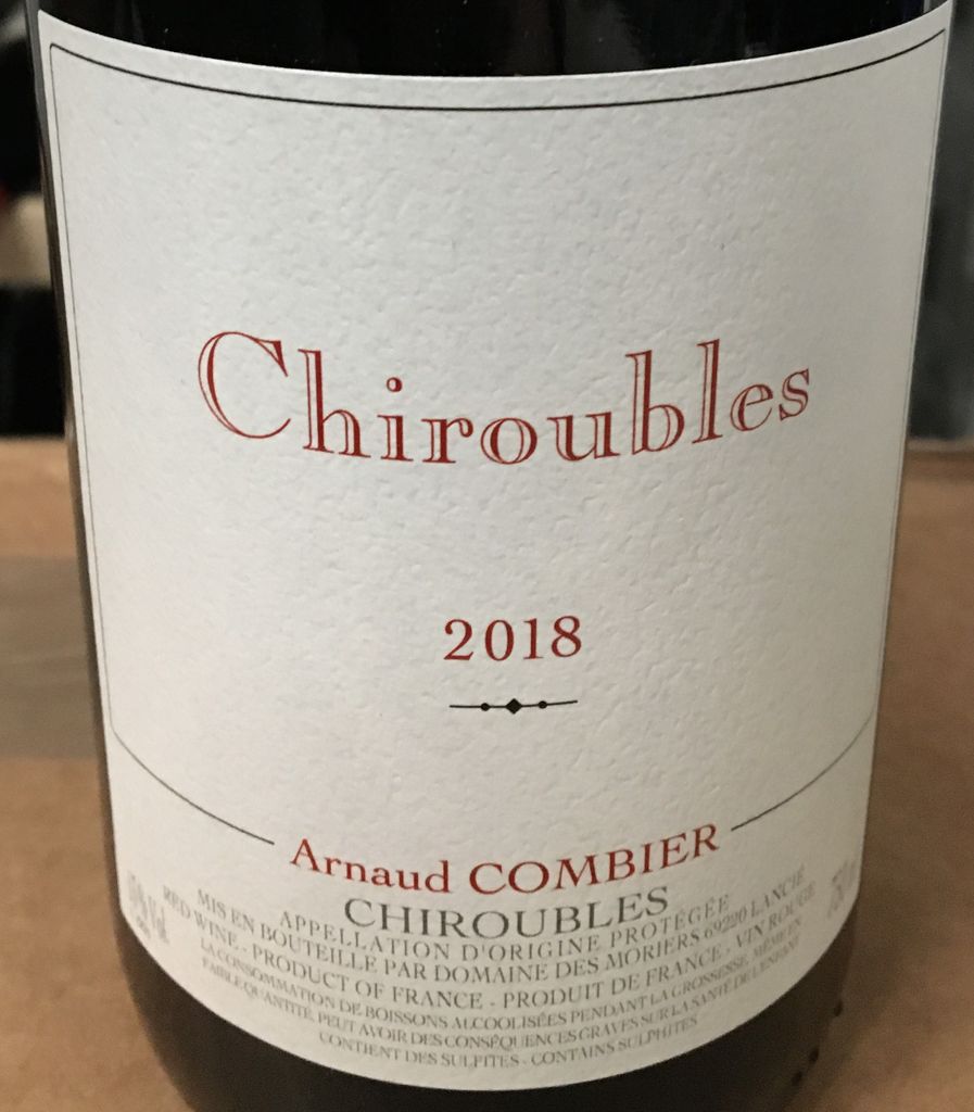 2019 Arnaud Combier Chiroubles, France, Burgundy, Beaujolais ...