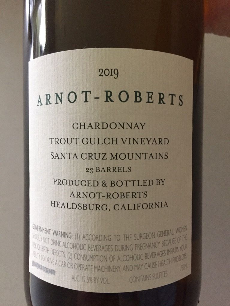 2019 Arnot-Roberts Chardonnay Trout Gulch Vineyard, USA, California ...