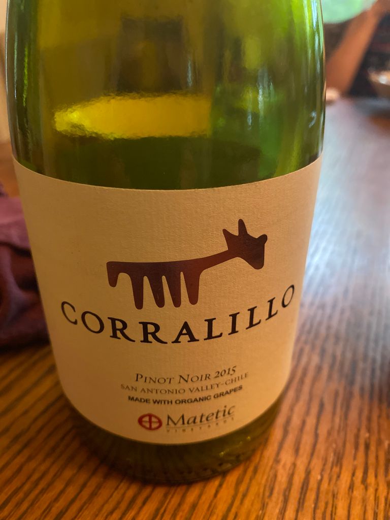 2015 Matetic Vineyards Pinot Noir Corralillo, Chile, San Antonio Valley ...
