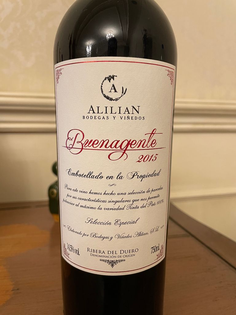 2014 Bodegas Y vinedos Alilian Ribera del Duero Buenagente, Spain ...