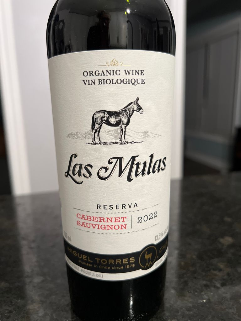 2022 Miguel Torres Cabernet Sauvignon Las Mulas Reserva, Chile, Central Valley - CellarTracker